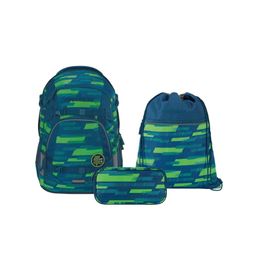 Coocazoo Schulrucksack-Set MATE Lime Stripe in 3-teilig in Gr&uuml;n/Blau | Gr.: onesize
