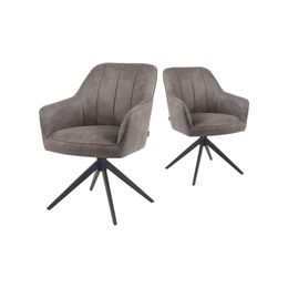 DUBI Möbel 2er-Set: Drehstuhl Mika-Timo in Taupe - (B)60 x (H)87 x (T)65 cm | Gr.: onesize