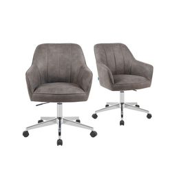 DUBI Möbel 2er-Set: Bürostuhl Mika-Lian in Taupe - (B)60 x (H)85 x (T)65 cm | Gr.: onesize