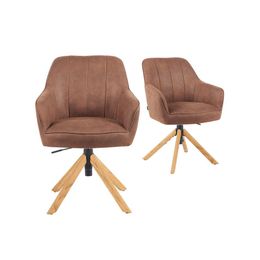 DUBI Möbel 2er-Set: Bürostuhl Mika-Jaro in Braun - (B)60 x (H)88 x (T)65 cm | Gr.: onesize