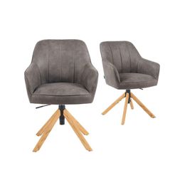 DUBI Möbel 2er-Set: Bürostuhl Mika-Jaro in Taupe - (B)60 x (H)88 x (T)65 cm | Gr.: onesize