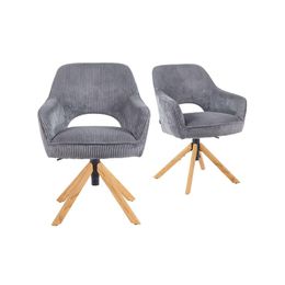DUBI Möbel 2er-Set: Bürostuhl Mika-Amia in Grau - (B)60 x (H)88 x (T)65 cm | Gr.: onesize