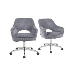 DUBI Möbel 2er-Set: Bürostuhl Mika-Faro in Grau - (B)60 x (H)85 x (T)65 cm | Gr.: onesize
