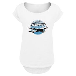 F4NT4STIC Long Cut T-Shirt Pan Am Airways Retro Plane Take Off in wei&szlig; | Gr.: 4XL
