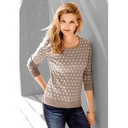 WITT WEIDEN Strickpullover in taupe-wei&szlig;-getupft | Gr.: 40