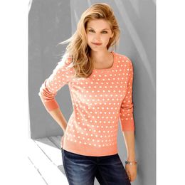 WITT WEIDEN Strickpullover in apricot-wei&szlig;-getupft | Gr.: 40