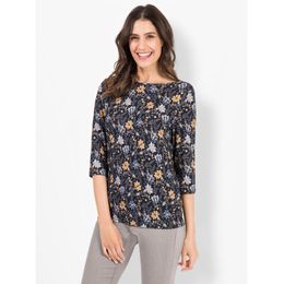 WITT WEIDEN Print-Shirt in marine-ocker-bedruckt | Gr.: 36