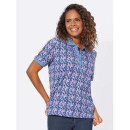 WITT WEIDEN Poloshirt in bleu-fuchsia-bedruckt | Gr.: 40