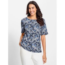 WITT WEIDEN Print-Shirt in hellblau-marine-bedruckt | Gr.: 40