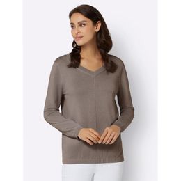 WITT WEIDEN V-Ausschnitt-Pullover in taupe | Gr.: 40