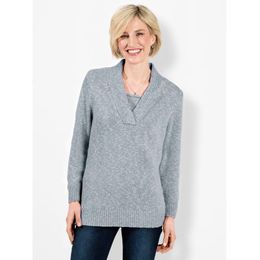 WITT WEIDEN V-Ausschnitt-Pullover in bleu-meliert | Gr.: 40