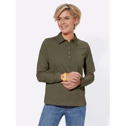 WITT WEIDEN Langarm-Poloshirt in oliv | Gr.: 36