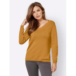 WITT WEIDEN V-Ausschnitt-Pullover in curry | Gr.: 40