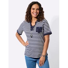 WITT WEIDEN Poloshirt in marine-wei&szlig;-geringelt | Gr.: 40