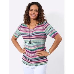 WITT WEIDEN Kurzarm-Shirt in fuchsia-blaugr&uuml;n-bedruckt | Gr.: 44