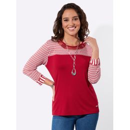 WITT WEIDEN 3/4-Arm-Shirt in rot-ecru-bedruckt | Gr.: 38