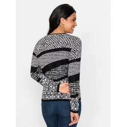 WITT WEIDEN Langarm-Pullover in schwarz-weiß-gemustert | Gr.: 36