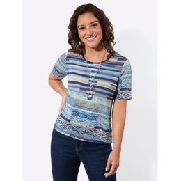 WITT WEIDEN Kurzarm-Shirt in marine-royalblau-bedruckt | Gr.: 38