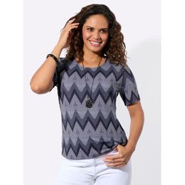 WITT WEIDEN Kurzarm-Shirt in wei&szlig;-marine-bedruckt | Gr.: 40