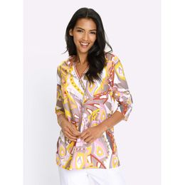 Sieh an! Longbluse in sonnengelb-ecru-bedruckt | Gr.: 44