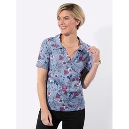 WITT WEIDEN Poloshirt in bleu-fuchsia-bedruckt | Gr.: 38