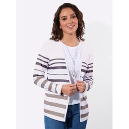WITT WEIDEN Shirtjacke in sesam-wei&szlig;-geringelt | Gr.: 38
