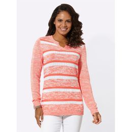WITT WEIDEN Langarm-Pullover in koralle-weiß-gemustert | Gr.: 38