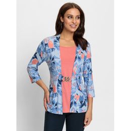 WITT WEIDEN 2-in-1-Shirt in himmelblau-flamingo-bedruckt | Gr.: 36