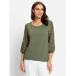 WITT WEIDEN Spitzen-Shirt in khaki | Gr.: 38