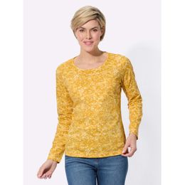 WITT WEIDEN Langarm-Shirt in ocker-gelb-bedruckt | Gr.: 44
