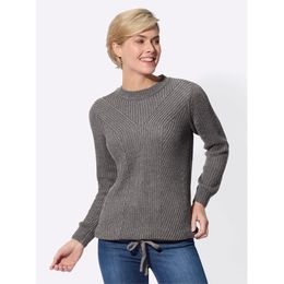 WITT WEIDEN Bouclé-Pullover in schwarz-steingrau-meliert | Gr.: 38