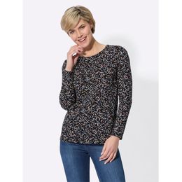 WITT WEIDEN Langarmshirt in schwarz-papaya-bedruckt | Gr.: 40