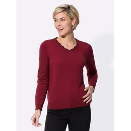 WITT WEIDEN V-Ausschnitt-Pullover in kirsche | Gr.: 42