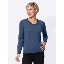 WITT WEIDEN V-Ausschnitt-Pullover in jeansblau | Gr.: 38