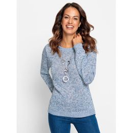 WITT WEIDEN Langarm-Pullover in ecru-jeansblau-meliert | Gr.: 40