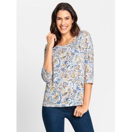 WITT WEIDEN Shirt in ocker-jeansblau-bedruckt | Gr.: 46