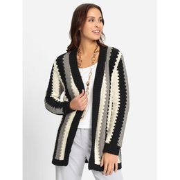 WITT WEIDEN Long-Strickjacke in schwarz-champagner-gemustert | Gr.: 42