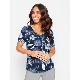 WITT WEIDEN Shirt in marine-jeansblau-bedruckt | Gr.: 50