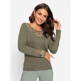 WITT WEIDEN Pullover in khaki-sand-gemustert | Gr.: 36