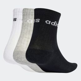 Funktionssocken adidas Performance "LIN KIDS CRW 3P", Kinder, Gr. 22-24, schwarz-weiß (weiß, mgrauh, schwarz), Obermaterial: 65% Baumwolle, 31% Polyester, 4% Elasthan, Socken