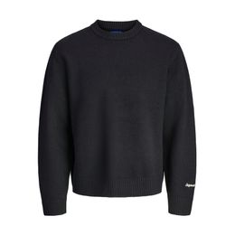 Jack & Jones PlusSize Strickpullover "JORNORREBRO KNIT CREW NECK PLS", Herren, Gr. 5XL, schwarz, Strick, Obermaterial: 55% Baumwolle, 22% Polyester, 21% Polyacryl, 2% Elasthan, JACK & JONES PLUSSIZE, unifarben, Modisch, relaxed fit normal, Rundhals, Rippbündchen, Pullover