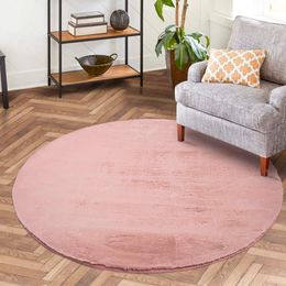 Hochflor-Teppich Carpet City "TOPIA400", pink, H:21mm Ø:120cm, Obermaterial: 100% Polyester, Teppiche, besonders weich und kuschelig durch Polyester, Uni-Farben