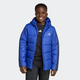 Winterjacke adidas Sportswear "J ESS 3S JKT", Jungen, Gr. 164, blau (semi lucid blau, schwarz), Obermaterial: 100% Polyester, normal, Jacken Winterjacke