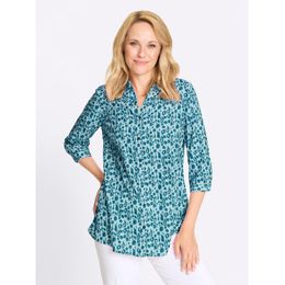 Sieh an! Longbluse in mint-aquapetrol-bedruckt | Gr.: 38