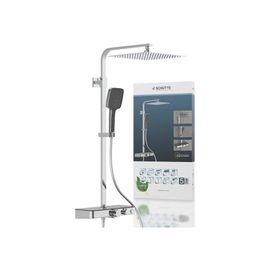 Franz Joseph Schütte OCEAN Überkopfbrause-Set, Chrom/Anthrazit, mit Thermostatarmatur, mit Ablage | Gr.: onesize