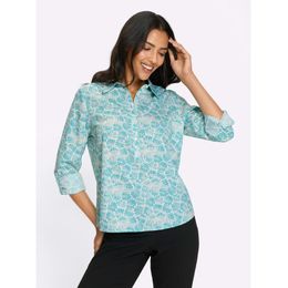 Sieh an! Langarm-Bluse in mint-wei&szlig;-bedruckt | Gr.: 54