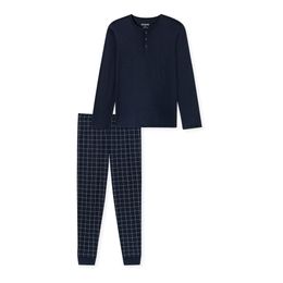 Schiesser Pyjama lang - Fine Interlock in nachtblau | Gr.: 52