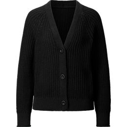 CR&Eacute;ATION L Damen Strickjacke in Grobstrick-Muster schwarz Gr&ouml;&szlig;e 38