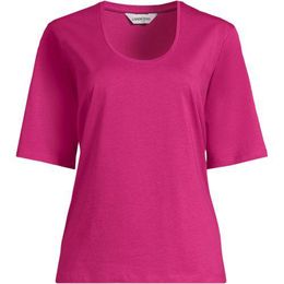 LANDS' END Supima Rundhalsshirt, Damen,  Pink, Baumwolle, by Lands' End