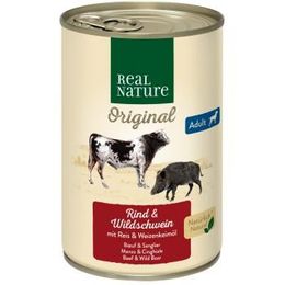 REAL NATURE Nassfutter Hund, Adult, Rind und Wildschwein 24x400 g